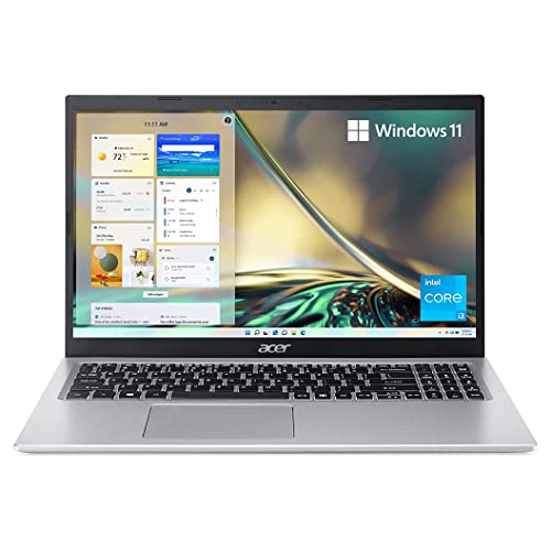 Acer Aspire 5 Slim Laptop, 15.6" FHD IPS Micro-Edge Display, 11th Gen Core i3-1115G4, 8GB DDR4 RAM, 256 PCIe SSD, USB-C, HDMI, RJ45, WiFi 6, Keypad, 1-Year MS 365, Silver, Win 11