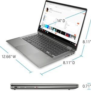 HP X360 2 in 1 Laptop 14" Touch-Screen FHD IPS Chromebook, Intel Core i3-1115G4 (Beats i5-1031G1), 8GB RAM, 128GB NVMe SSD, Backlit KB, Fingerprint Reader, Metal Body + TiTac Card (32GB)