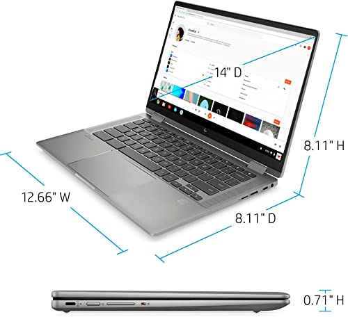 HP X360 2 in 1 Laptop 14" Touch-Screen FHD IPS Chromebook, Intel Core i3-1115G4 (Beats i5-1031G1), 8GB RAM, 128GB NVMe SSD, Backlit KB, Fingerprint Reader, Metal Body + TiTac Card (32GB)