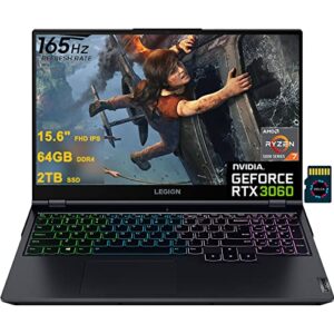 lenovo legion 5 15 gaming laptop 15.6″ full hd ips 165hz (300 nits, 100% srgb) amd 8-core ryzen 7 5800h (>i7-11375h) 64gb ddr4 2tb ssd geforce rtx3060 6gb usb-c backlit win11pro + 32gb microsd card