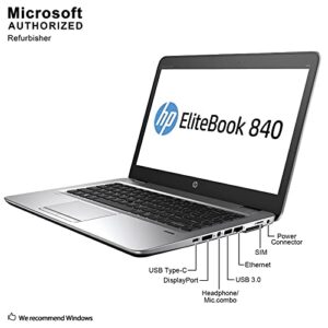 HP EliteBook 840 G3 Laptop 14-inch HD Display, Intel Core i5-6200U 2.3Ghz, 256GB SSD, 16GB DDR4 RAM, Webcam, WiFi, Windows 10 Pro (Renewed)