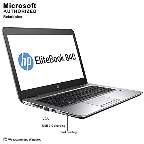 HP EliteBook 840 G3 Laptop 14-inch HD Display, Intel Core i5-6200U 2.3Ghz, 256GB SSD, 16GB DDR4 RAM, Webcam, WiFi, Windows 10 Pro (Renewed)