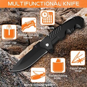 Gifts for Fathers Day Dad Men Him Grandpa from Daughter and Son - Birthday Gifts for Husband Boyfriend, Personalized Pocket Folding Knife with clip for EDC Outdoor Camping Hunting, Tactical, Survival