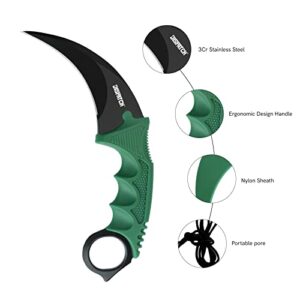 Dispatch Karambit Knife Fixed Blade Tactical Camping Tool, Outdoor Hunting Knife Claw Knife Shop Knives with Sheath and Cord, Suitable for Hiking, Adventure, Collection