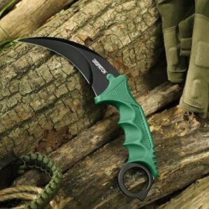 Dispatch Karambit Knife Fixed Blade Tactical Camping Tool, Outdoor Hunting Knife Claw Knife Shop Knives with Sheath and Cord, Suitable for Hiking, Adventure, Collection