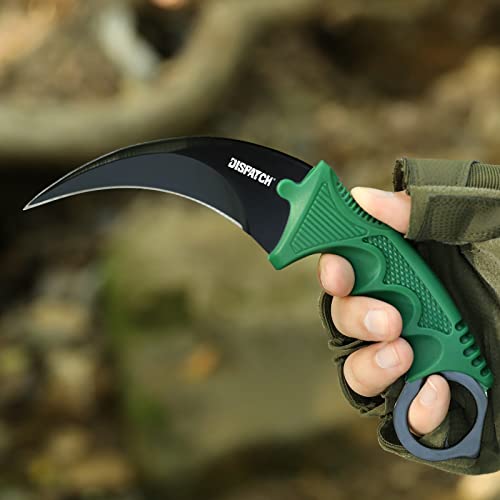 Dispatch Karambit Knife Fixed Blade Tactical Camping Tool, Outdoor Hunting Knife Claw Knife Shop Knives with Sheath and Cord, Suitable for Hiking, Adventure, Collection