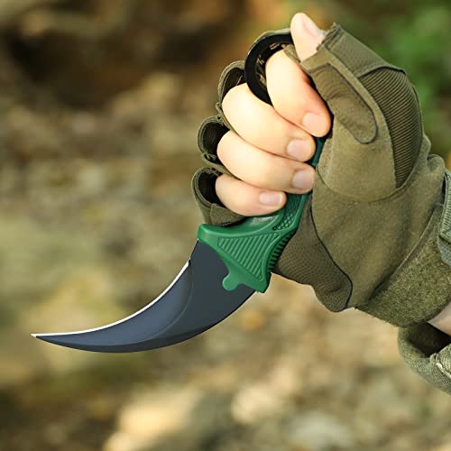 Dispatch Karambit Knife Fixed Blade Tactical Camping Tool, Outdoor Hunting Knife Claw Knife Shop Knives with Sheath and Cord, Suitable for Hiking, Adventure, Collection