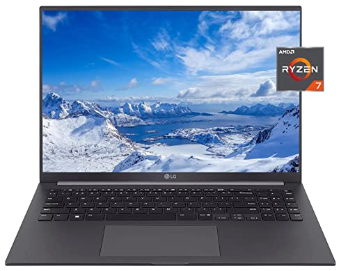 LG 2023 UltraPC Thin Slim Lightweight Laptop, 16 Inch WUXGA 1920x1200 Anti-Glare IPS Display, Ryzen 7 5825U 8Cores Up to 4.5GHz, 16GB RAM 1TB SSD, AMD Radeon, Win11, Gray +CUE Accessories