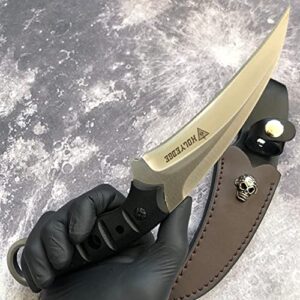 HOLYEDGE 9.8" Karambit Combat Fixed Blade Hunting Tactical Knife G10 Handle Combat CSGO Knife Claw Knives with Cowhide Sheath