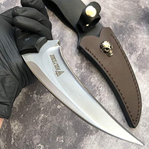 HOLYEDGE 9.8" Karambit Combat Fixed Blade Hunting Tactical Knife G10 Handle Combat CSGO Knife Claw Knives with Cowhide Sheath