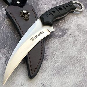 HOLYEDGE 9.8" Karambit Combat Fixed Blade Hunting Tactical Knife G10 Handle Combat CSGO Knife Claw Knives with Cowhide Sheath