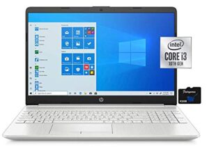 2021 hp 15.6″ hd laptop computer pc, intel core i3-10110u (beats i5-7200u), 8gb ram, 256gb ssd, usb-c, wifi, rj45, hdmi, hd webcam, bluetooth, windows 10 s, silver, fairywren card