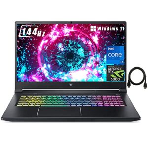 acer predator helios 300 gaming laptop, 17.3″ full hd ips 144hz, intel i5-11400h cpu, geforce rtx 3060 gpu, 16gb ddr4ram, 1tb pcie ssd, rgb keyboard, windows 11 home, twe 4k hdmi cable