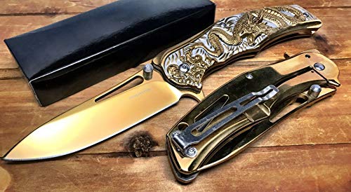 Master Folding Pocket Knife 8.75" Spring Assisted Opening Pocket Knife, Tactical Knife with Stainless Steel 3" Blade for First aid, Rescue, Self Defense, Hunting, Survival Glass Breaker Knives