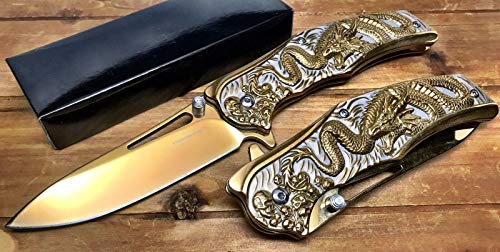 Master Folding Pocket Knife 8.75" Spring Assisted Opening Pocket Knife, Tactical Knife with Stainless Steel 3" Blade for First aid, Rescue, Self Defense, Hunting, Survival Glass Breaker Knives