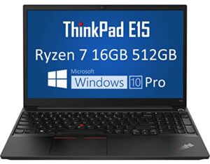 latest lenovo thinkpad e15 gen 3 15.6″ fhd (16gb ram, 512gb pcie ssd, amd 8-core ryzen 7 4700u (beat i7-1165g7), full hd ips) business laptop, wi-fi 6, webcam, windows 10 pro / windows 11 pro