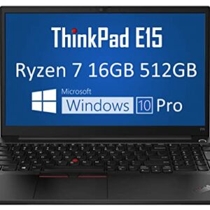 Latest Lenovo ThinkPad E15 Gen 3 15.6" FHD (16GB RAM, 512GB PCIe SSD, AMD 8-Core Ryzen 7 4700U (Beat i7-1165G7), Full HD IPS) Business Laptop, Wi-Fi 6, Webcam, Windows 10 Pro / Windows 11 Pro