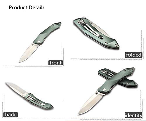 2 Pack Pocket Knife Folding, 8cr13mov Stainless Steel Blade and Aluminum Handle / Rosewood Handle, EDC Tool Knife Tactical Knife, Great for Camping Hunting Hiking, with Belt Clip