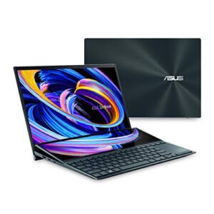 asus zenbook duo 14 ux482 14” fhd nanoedge touch display, core i7-1195g7, geforce mx450, 16gb ram, 1tb ssd, screenpad plus, windows 11 pro, wifi 6e celestial blue, ux482egr-xb74t