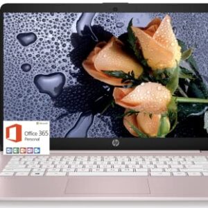 2021 Newest HP 14 inch Thin Light HD Laptop Computer, Intel Celeron N4000 up to 2.6 GHz, 4GB DDR4, 64GB eMMC, WiFi , Webcam, 1-Year Office 365, Up 11 Hours, Windows 10 S, Pink + MarxsolCables