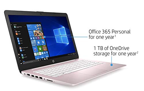 2021 Newest HP 14 inch Thin Light HD Laptop Computer, Intel Celeron N4000 up to 2.6 GHz, 4GB DDR4, 64GB eMMC, WiFi , Webcam, 1-Year Office 365, Up 11 Hours, Windows 10 S, Pink + MarxsolCables