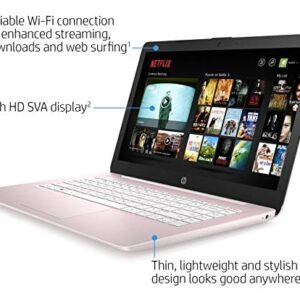 2021 Newest HP 14 inch Thin Light HD Laptop Computer, Intel Celeron N4000 up to 2.6 GHz, 4GB DDR4, 64GB eMMC, WiFi , Webcam, 1-Year Office 365, Up 11 Hours, Windows 10 S, Pink + MarxsolCables