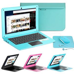 monitech 10.1” mini laptop, 2gb ram and 32gb ssd netbook, small laptop with usb 3.0, full hd ips display pink laptop computer, dual core lightweight laptop, ultra thin notebook computer windows 10