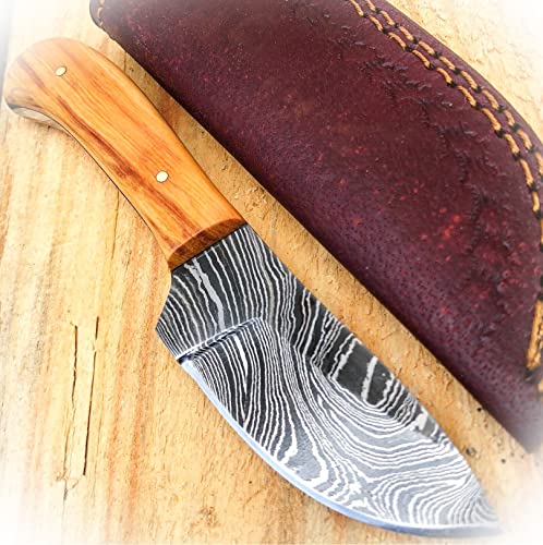 New 6" DAMASCUS FULL Tang Hunting Fixed Blade WOOD Survival Skinner Camping Knife Camping Outdoor Pro Tactical Elite Knife BLDA-0826