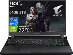 gigabyte aorus 5 se4 15.6″ fhd 144hz (intel 12th gen i7-12700h, 64gb ram, 2tb ssd, geforce rtx 3070 8gb) thin bezel, ips 3a gaming laptop, thunderbolt 4, rgb backlit keyboard, ist cable, win 11 home