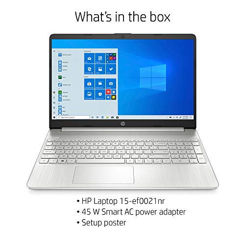 HP 15.6-inch HD Laptop, AMD Ryzen 3 3200U Processor, 8 GB RAM, 256 GB SSD, Windows 10 Home (15-ef0021nr, Natural Silver)