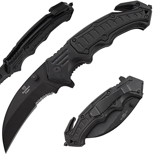 Snake Eye Tactical Assisted Karambit Style EDC Opening Metal Folding Hunting Camping Survival Knife (BK)