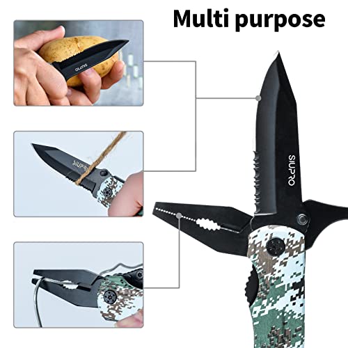 Multitool Pocket Knife, Gifts for Men Him Dad Husband Boyfriend, Survival Multi Tool, Multipurpose Tactical Utility Pliers for Fishing, Camping