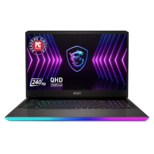 msi raider ge77hx 17.3″ qhd 240hz gaming laptop: intel core i7-12800hx rtx 3070 ti 16gb ddr5 1tb nvme ssd, thunderbolt 4, usb-type c, cooler boost 5, win11 pro: dark grey 12uhs-004, blue