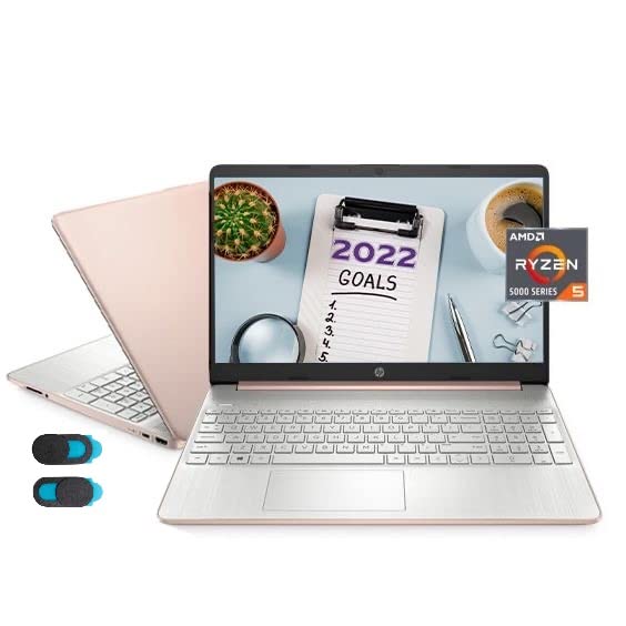 2022 HP 15 Business Laptop, 15.6 Full HD 1080P Display, AMD Ryzen 5 5500U HexaCore Processor (Beats Intel i5 1137G7), 8GB DDR4, 256GB SSD, Webcam, USB C, Windows 11, Rose Gold, YSC Accessory