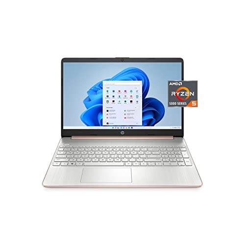 2022 HP 15 Business Laptop, 15.6 Full HD 1080P Display, AMD Ryzen 5 5500U HexaCore Processor (Beats Intel i5 1137G7), 8GB DDR4, 256GB SSD, Webcam, USB C, Windows 11, Rose Gold, YSC Accessory