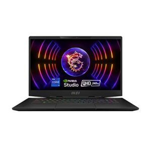 msi stealth 17 studio 17.3″ qhd 240hz gaming laptop: intel core i9-13900h, rtx 4080, 32gb ddr5, 1tb nvme ssd, thunderbolt 4, usb-type c, cooler boost trinity+, win11 home: core black a13vh-053us