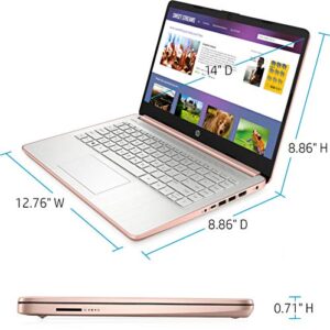 HP Premium 14-inch HD Thin and Light Laptop, Intel Dual-Core Processor, 8GB RAM, 64GB Storage, Long Battery Life, Webcam, Bluetooth, HDMI, Wi-Fi, Rose Gold, Windows 11 + 1 Year Microsoft 365 (Renewed)