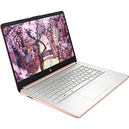 HP Premium 14-inch HD Thin and Light Laptop, Intel Dual-Core Processor, 8GB RAM, 64GB Storage, Long Battery Life, Webcam, Bluetooth, HDMI, Wi-Fi, Rose Gold, Windows 11 + 1 Year Microsoft 365 (Renewed)