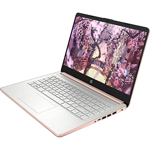 HP Premium 14-inch HD Thin and Light Laptop, Intel Dual-Core Processor, 8GB RAM, 64GB Storage, Long Battery Life, Webcam, Bluetooth, HDMI, Wi-Fi, Rose Gold, Windows 11 + 1 Year Microsoft 365 (Renewed)