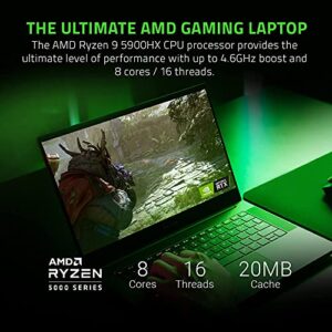 Razer Blade 14 Gaming Laptop: AMD Ryzen 9 5900HX 8 Core, NVIDIA GeForce RTX 3080, 14" QHD 165Hz, 16GB RAM, 1TB SSD - CNC Aluminum - Chroma RGB - THX Spatial Audio - Vapor Chamber Cooling (Renewed)