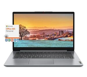 lenovo ideapad 1i laptop 14″ hd display, intel pentium silver n5030 processor(4-core, up to 3.1 ghz), 4gb ram, 128gb nvme ssd + 128gb emmc, 10hr battery life, win 11 s w/1 year microsoft 365