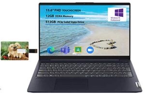 lenovo 2021 ideapad 5 15.6″ fhd touchscreen laptop intel quard-core i7 1065g7 3.9ghz 12gb ddr4 ram 512gb pcie ssd for business and education online class webcam windows 10 pro | 32gb tela usb card