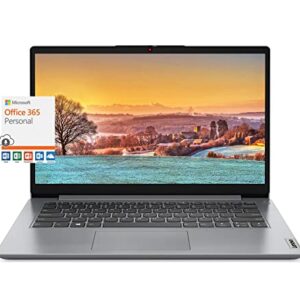 Lenovo IdeaPad 1i Laptop 14" HD Display, Intel Pentium Silver N5030 Processor(4-Core, up to 3.1 GHz), 4GB RAM, 256GB Storage(128GB eMMC + 128GB MSD Card), 10Hr Battery, Win 11 S, 1 Year Microsoft 365