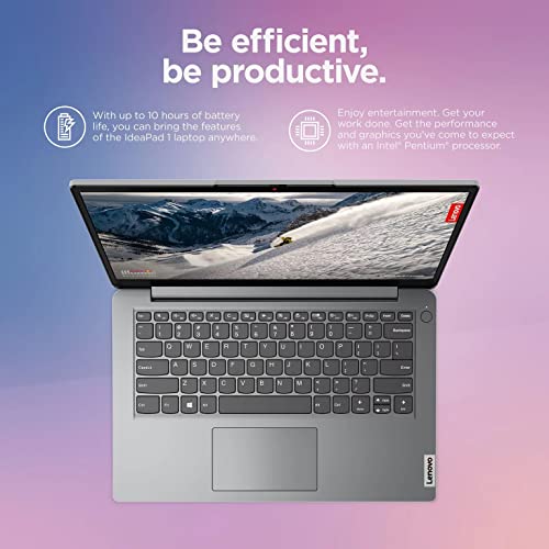 Lenovo IdeaPad 1i Laptop 14" HD Display, Intel Pentium Silver N5030 Processor(4-Core, up to 3.1 GHz), 4GB RAM, 256GB Storage(128GB eMMC + 128GB MSD Card), 10Hr Battery, Win 11 S, 1 Year Microsoft 365