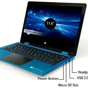 Gateway Newest Touchscreen 11.6 HD 2-in-1 Convertible Laptop in Blue Intel N4020 4GB RAM 64GB SSD Mini-HDMI Webcam Windows 10 S (Renewed) (GT-116)