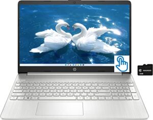 hp 15.6″ hd touchscreen business &home laptop, amd ryzen 3 3250u, 8gb ddr4, 256gb nvme ssd, hdmi bluetooth wifi webcam, long battery life, natural silver, windows 11 home, goldoxis card