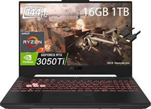 asus tuf gaming a15 15.6″ fhd 144hz (16gb ddr5 ram, 1tb pcie ssd, amd 8-core ryzen 7 6800h (beat i7-11800h), rtx 3050 ti) gaming laptop, rgb backlit, type-c, wi-fi 6, free hdmi, win 11 home – 2022