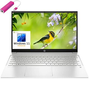 hp 2023 pavilion 15 15.6″ fhd business laptop, 12th gen intel 10 cores i7-1255u, 16gb ddr4 ram, 512gb pcie ssd + 32gb optane, wifi 6, bluetooth 5.2, silver, windows 11 pro, ipuzzl type-c hub