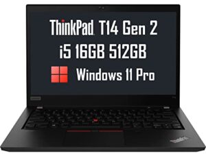 lenovo thinkpad t14 gen 2 14″ fhd (intel 4-core i5-1135g7, 16gb ram, 512gb ssd, uhd graphics) ips business laptop, backlit, fingerprint, 2 x thunderbolt 4, webcam, 3-year warranty, windows 11 pro