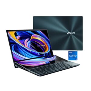 asus zenbook pro duo 15 oled ux582 laptop, 15.6” oled 4k touch display, intel core i9-12900h, 32gb, 1tb, geforce rtx 3060 laptop gpu, screenpad plus, windows 11 pro, celestial blue, ux582zm-xs99t